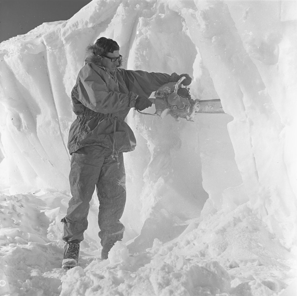 Cutting ice with chainsaw | Antarctica NZ